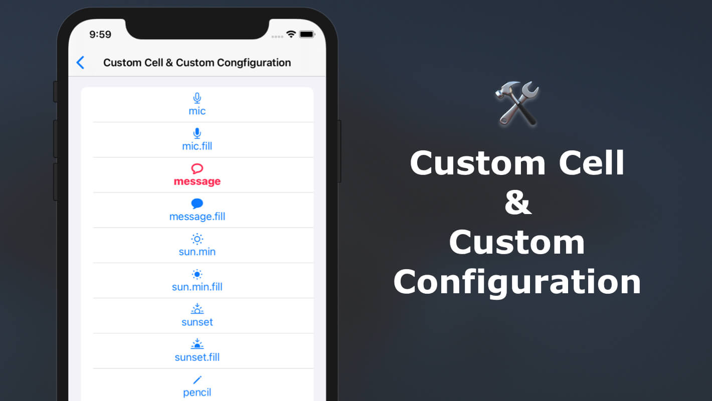 Uicollectionview List With Custom Cell And Custom Configuration